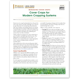 Managing Cover Crops: Cover Crops for Modern Cropping Systems