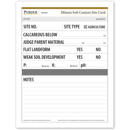 Illinois Soil Contest Site Card