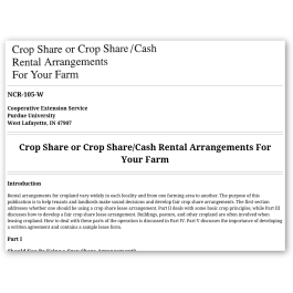 Crop Share or Crop Share-Cash Rental Arrangements for Your Farm