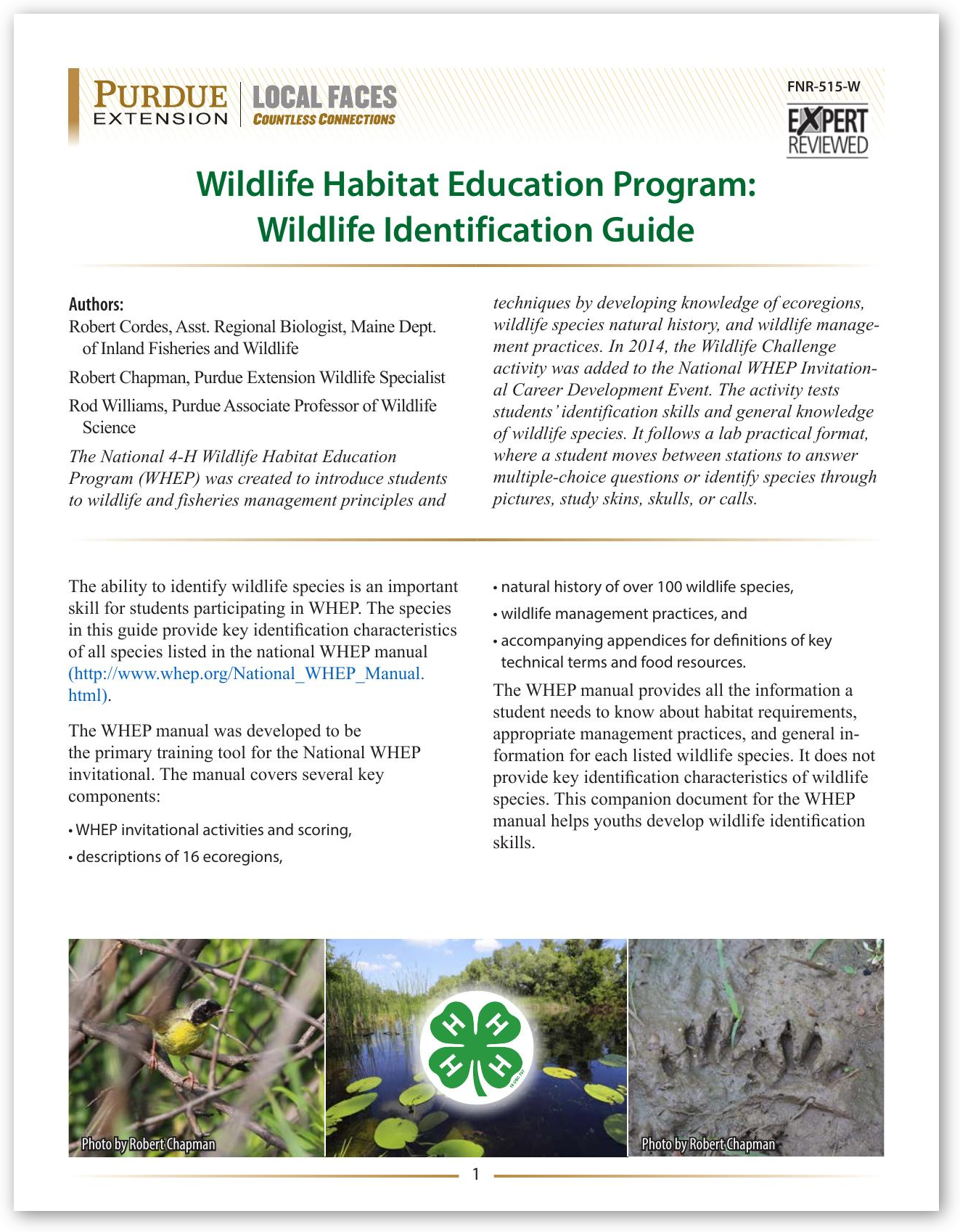 Wildlife Habitat Education Program: Wildlife Identification Guide