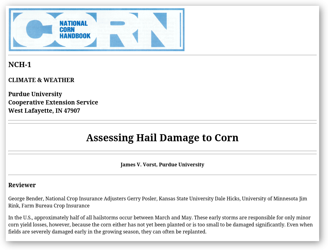 Assessing Hail Damage to Corn