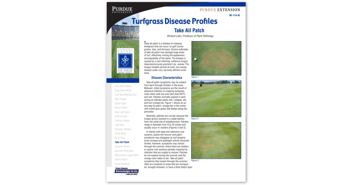 Turfgrass Disease Profiles: Take All Patch