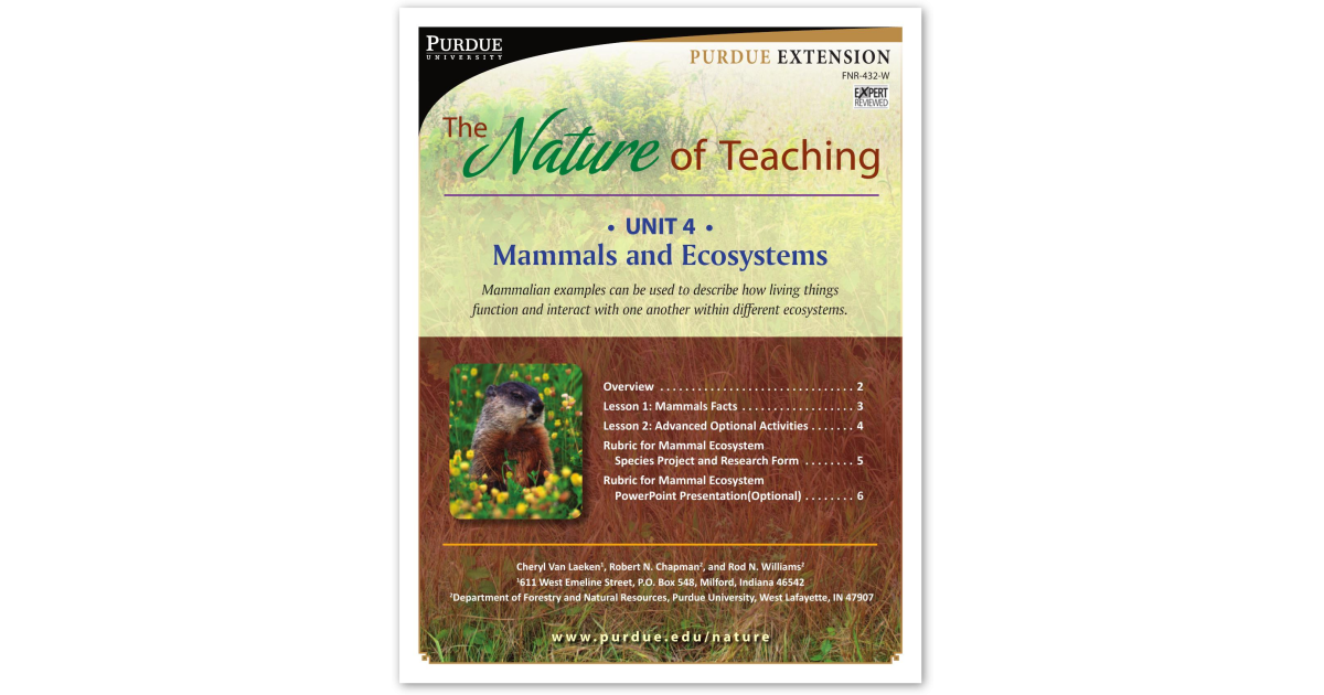 The Nature of Teaching: Unit 4, Mammals and Ecosystems