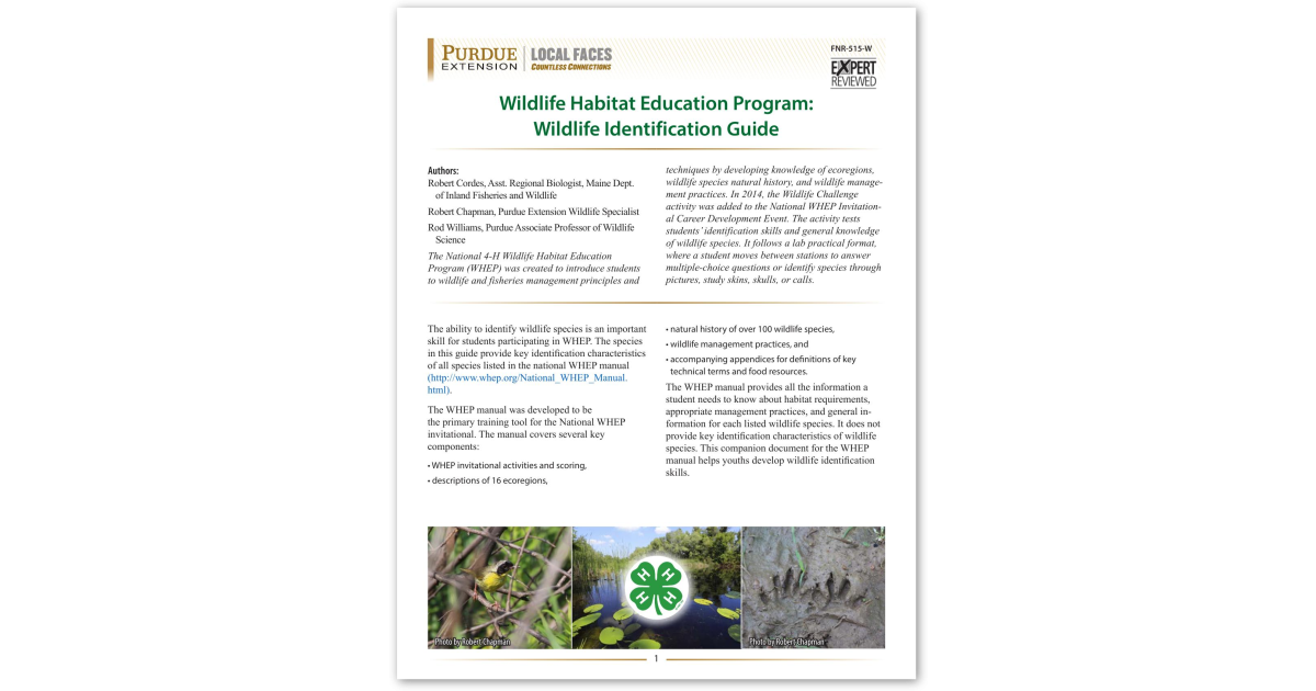 Wildlife Habitat Education Program: Wildlife Identification Guide