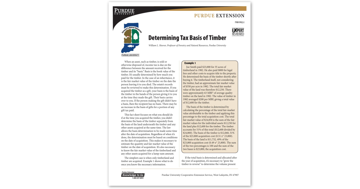 Determining Tax Basis of Timber
