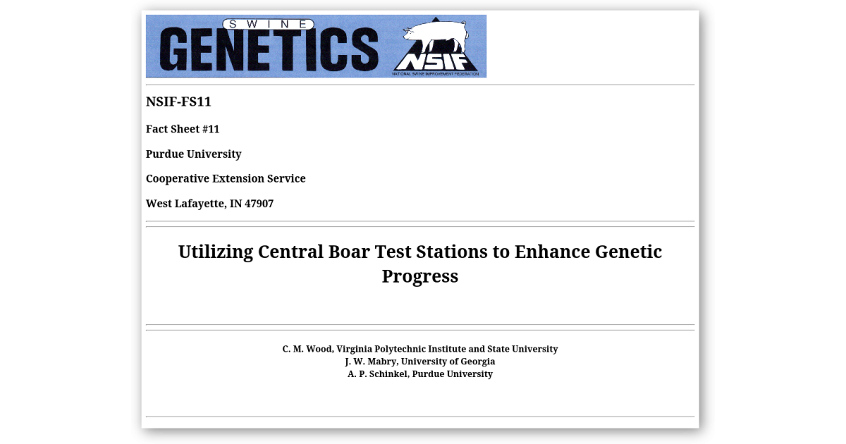 Utilizing Central Boar Test Stations